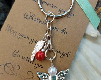 Guardian Angel handmade Keyring with birthstone month bead and | Etsy