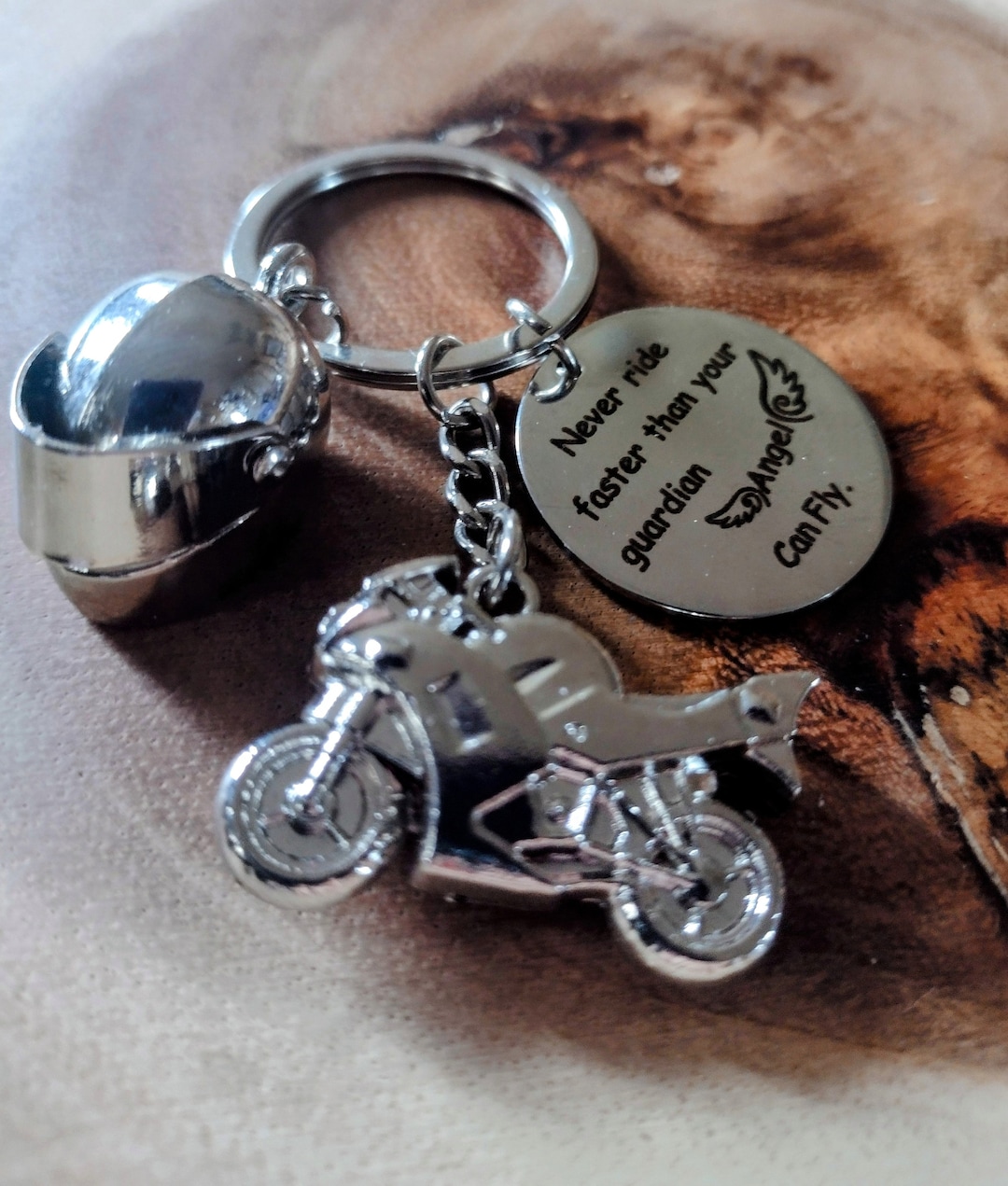 Never Ride Faster Than Your Angel Can Fly Motorcycle Keychain - Etsy