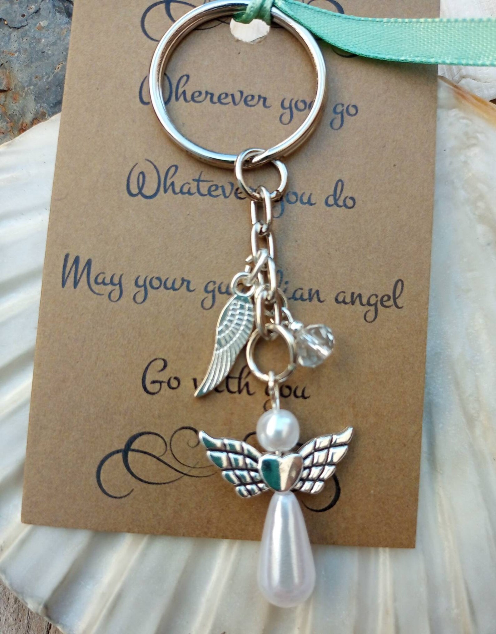 Guardian Angel Handmade Keyring With Birthstone Month Bead and - Etsy UK