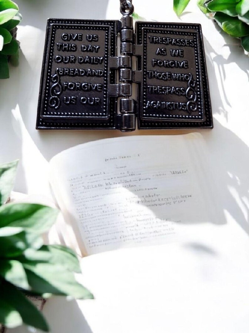 Alloy Holy Bible Opening to Reveal the Lords Prayer on A Sterling ...
