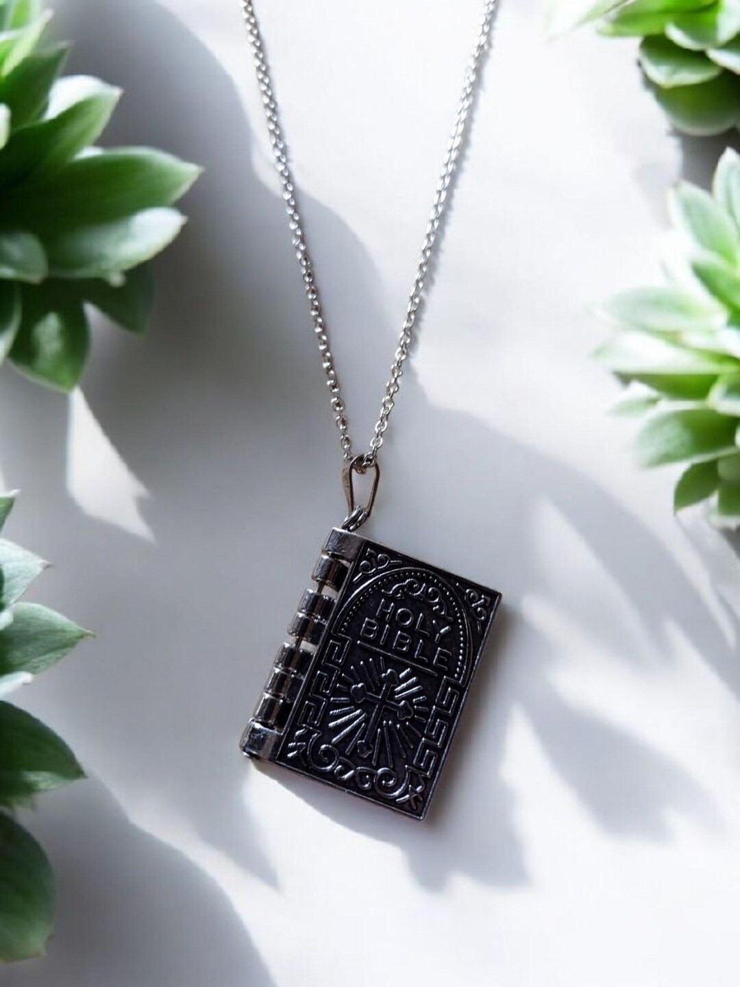 Alloy Holy Bible Opening to Reveal the Lords Prayer on A Sterling ...