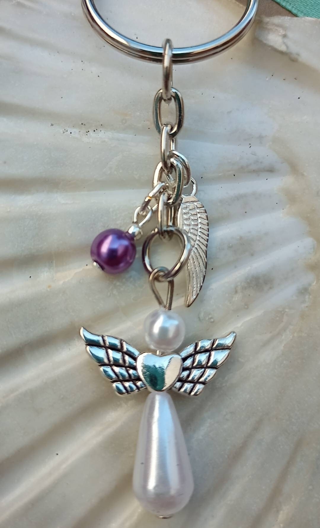 Guardian Angel handmade Keyring with birthstone month bead and | Etsy