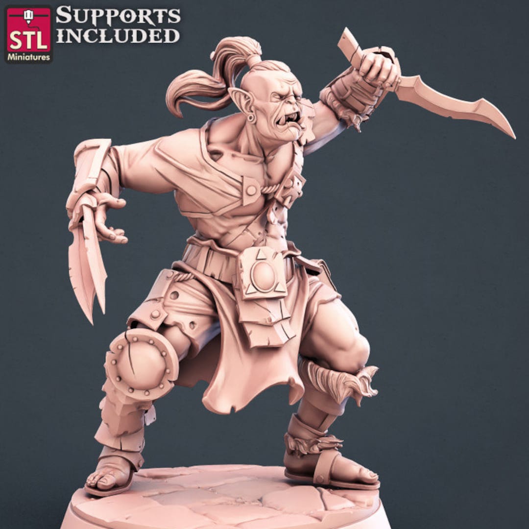 Orc Warrior Figurine JDR STL Miniatures - Etsy