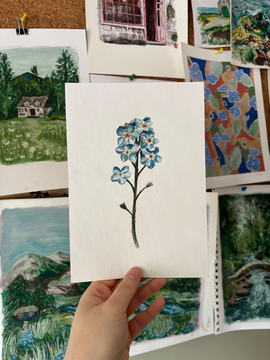 Forget Me Not Art Print Wall Decor Flower Print Watercolour Forget Me ...