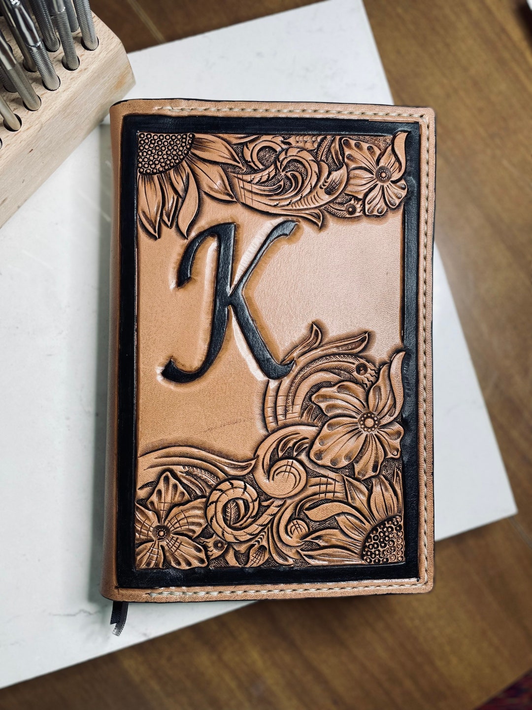 Hand Tooled Leather Journal / Notebook Cover - Etsy