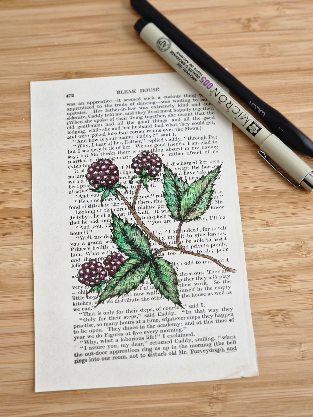 Upcycled Vintage Book Page Original Hand-painted Watercolour ...