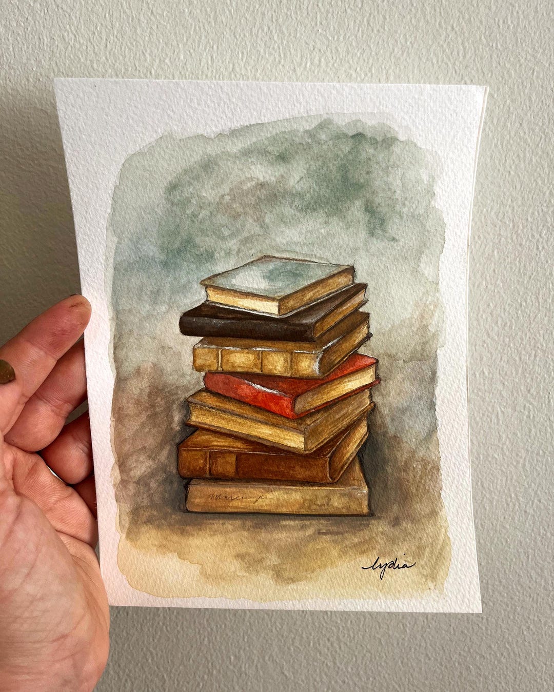 Watercolor Book Stack - Etsy