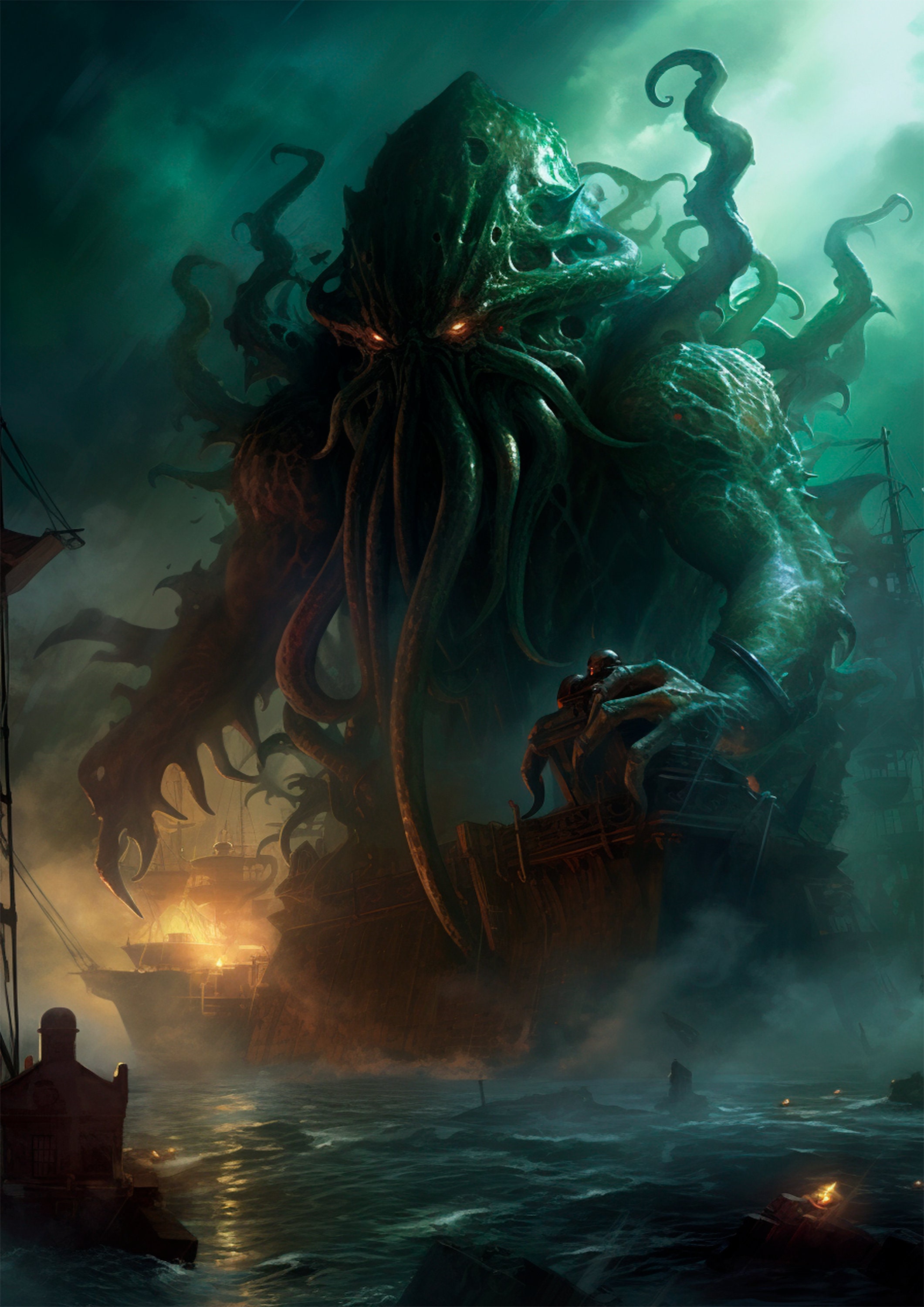 Cthulhu, Home Decor, Midjourney, Digital Portrait, Print, Hp Lovecraft - Etsy