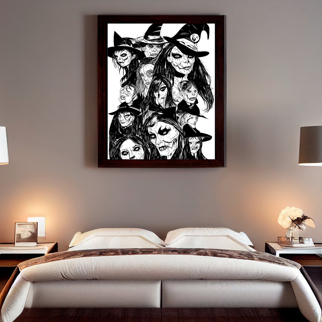 Witches Coven, Home Decor, Original Print, Ink Art, Witch Poster ...
