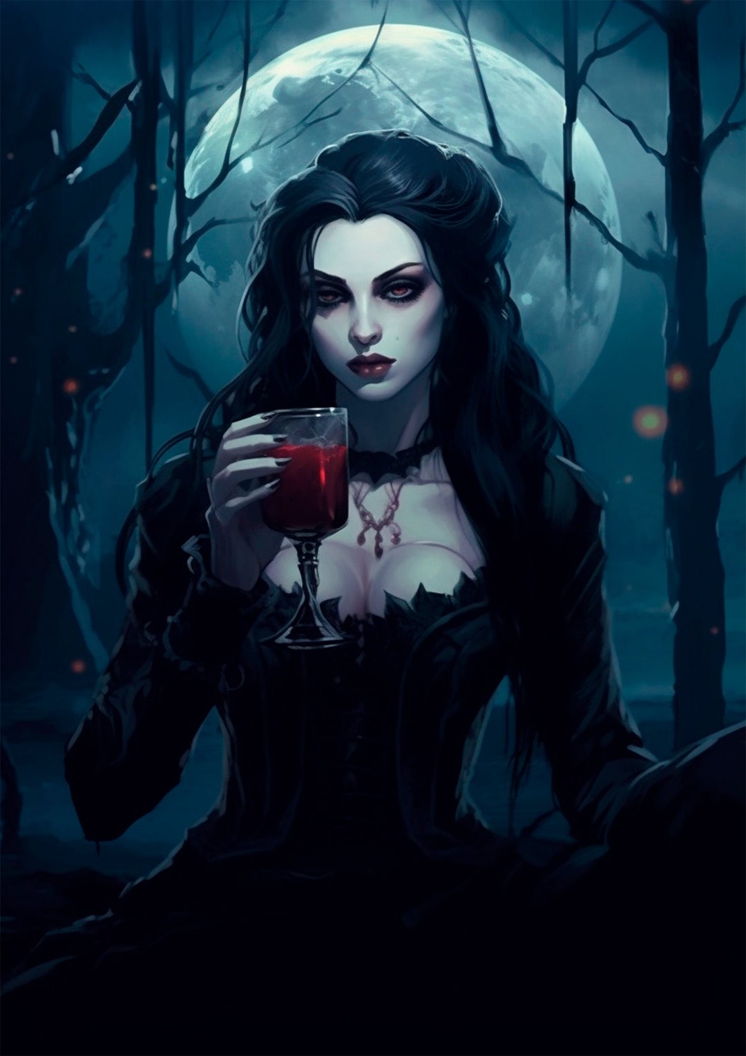 Vampire Girl, Macabre Art, Gothic Home Decor, Midjourney, Digital ...