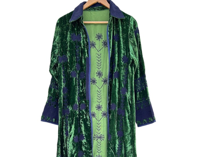 Silk Embroiderd Long Velvet Jacket - Etsy