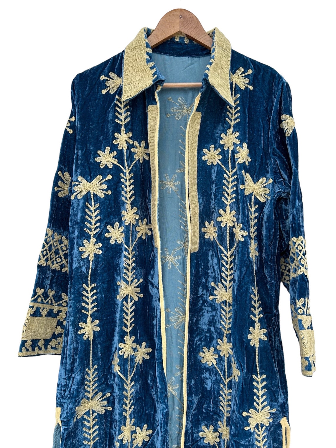 Silk Embroiderd Long Velvet Jacket - Etsy