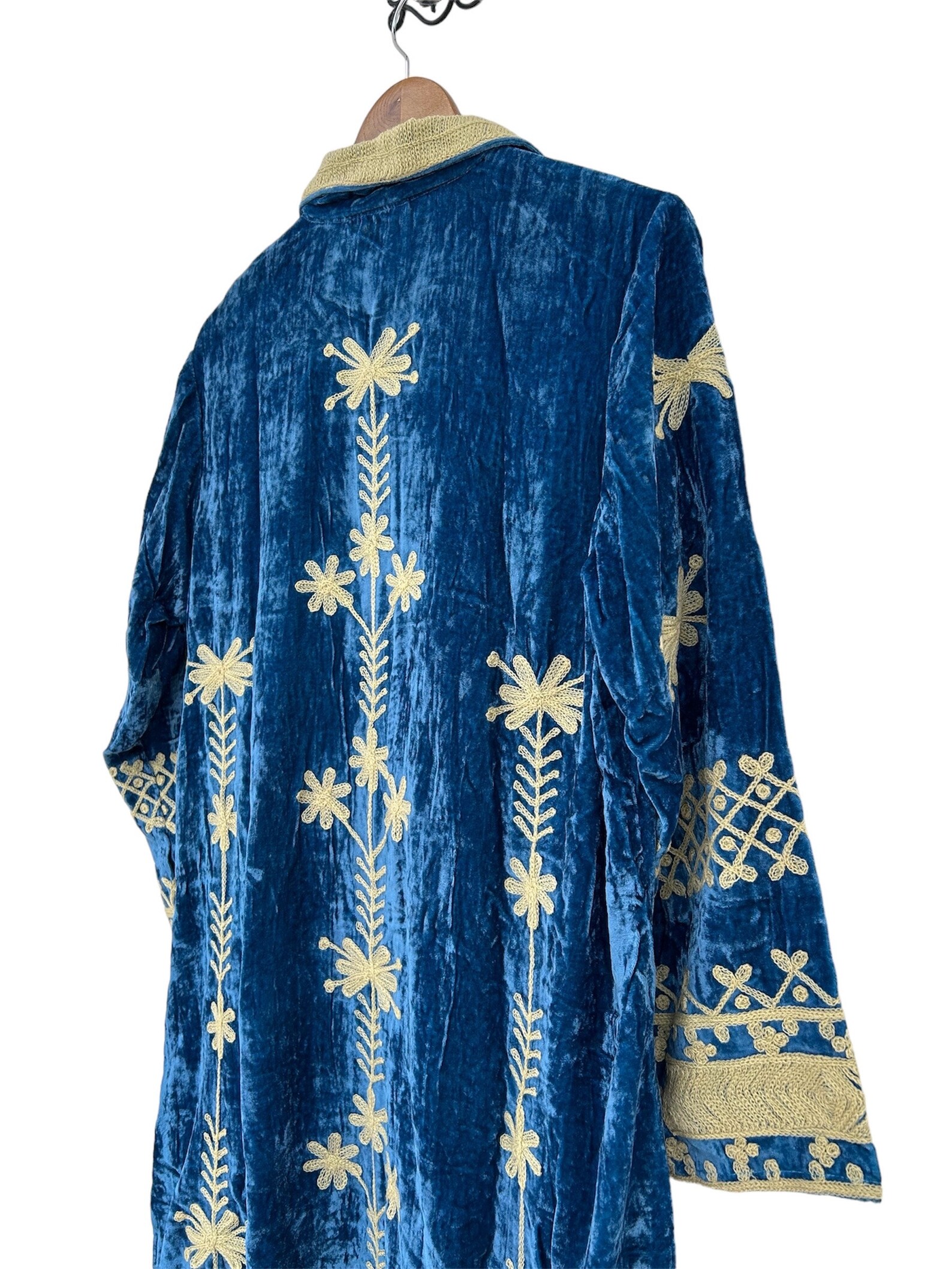 Silk Embroiderd Long Velvet Jacket - Etsy
