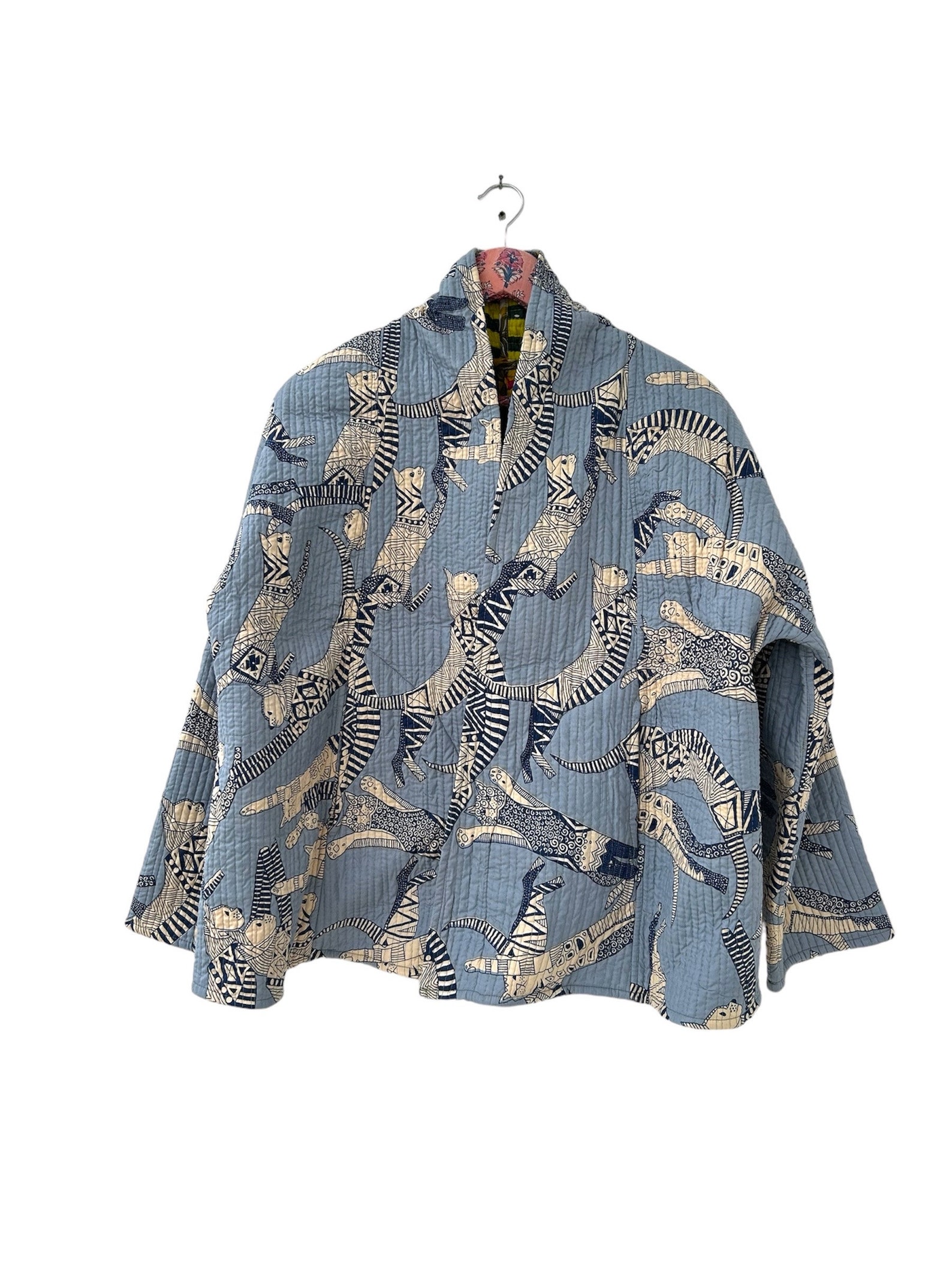 Cotton Quilted Jacket Short Kimono Front Open Handmade Jacket Handblock ...