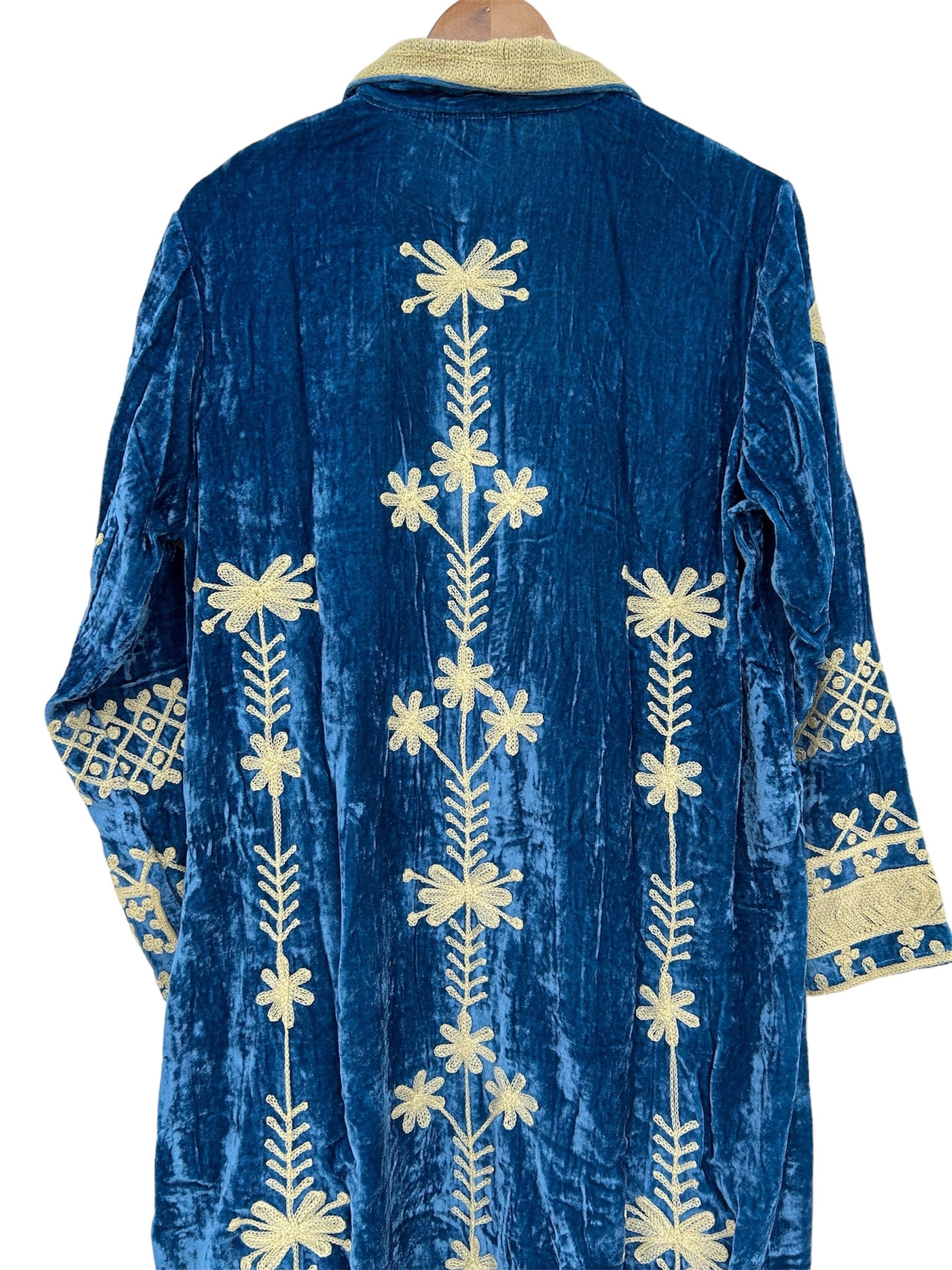 Silk Embroiderd Long Velvet Jacket - Etsy