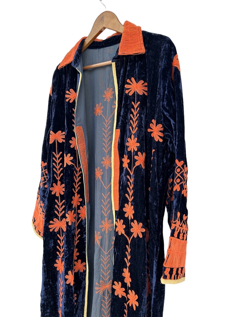 Silk Embroiderd Long Velvet Jacket - Etsy