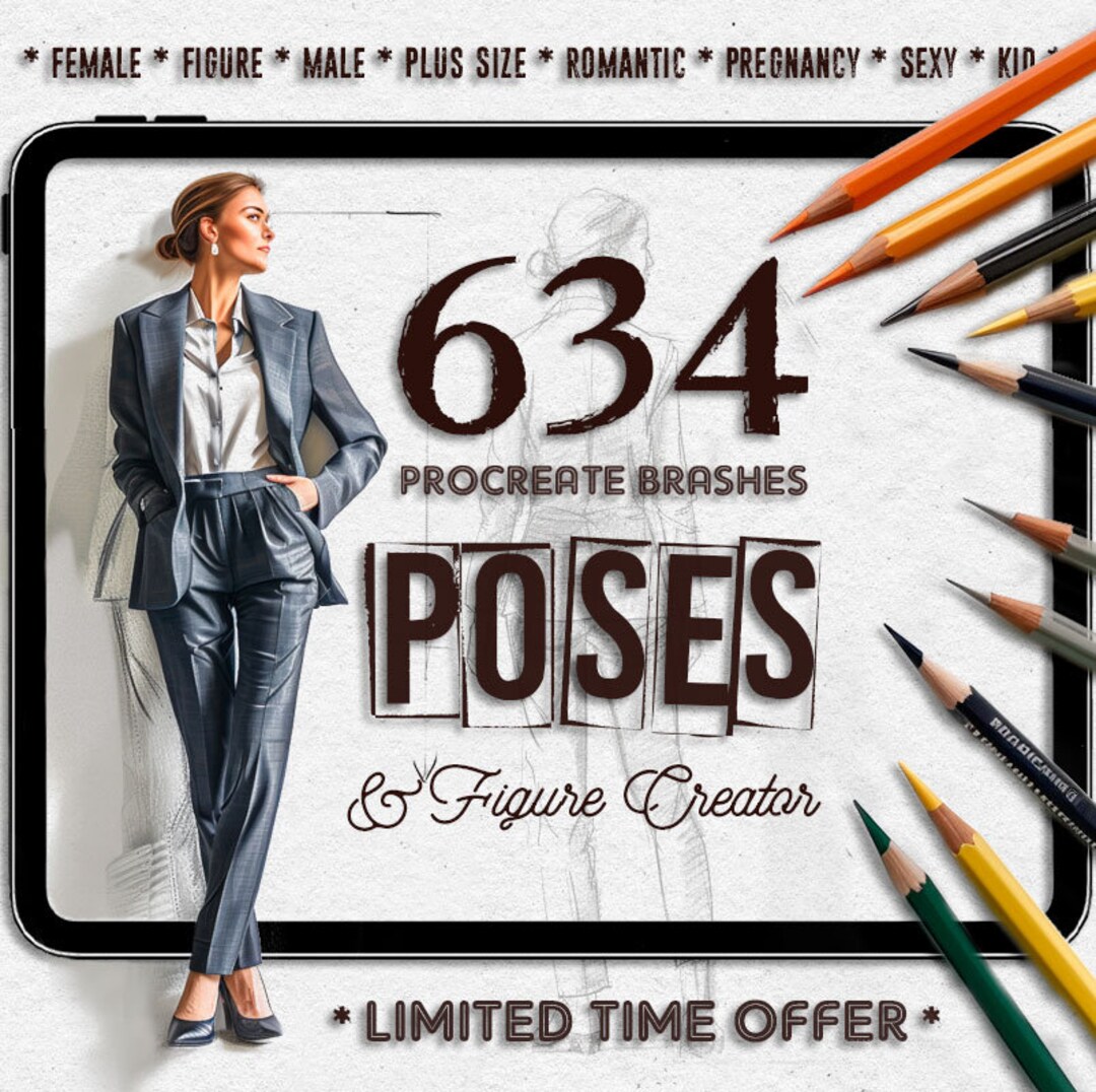 Female Poses Stamps Procreate Figure Stamps Male Poses Stamps Romantic ...