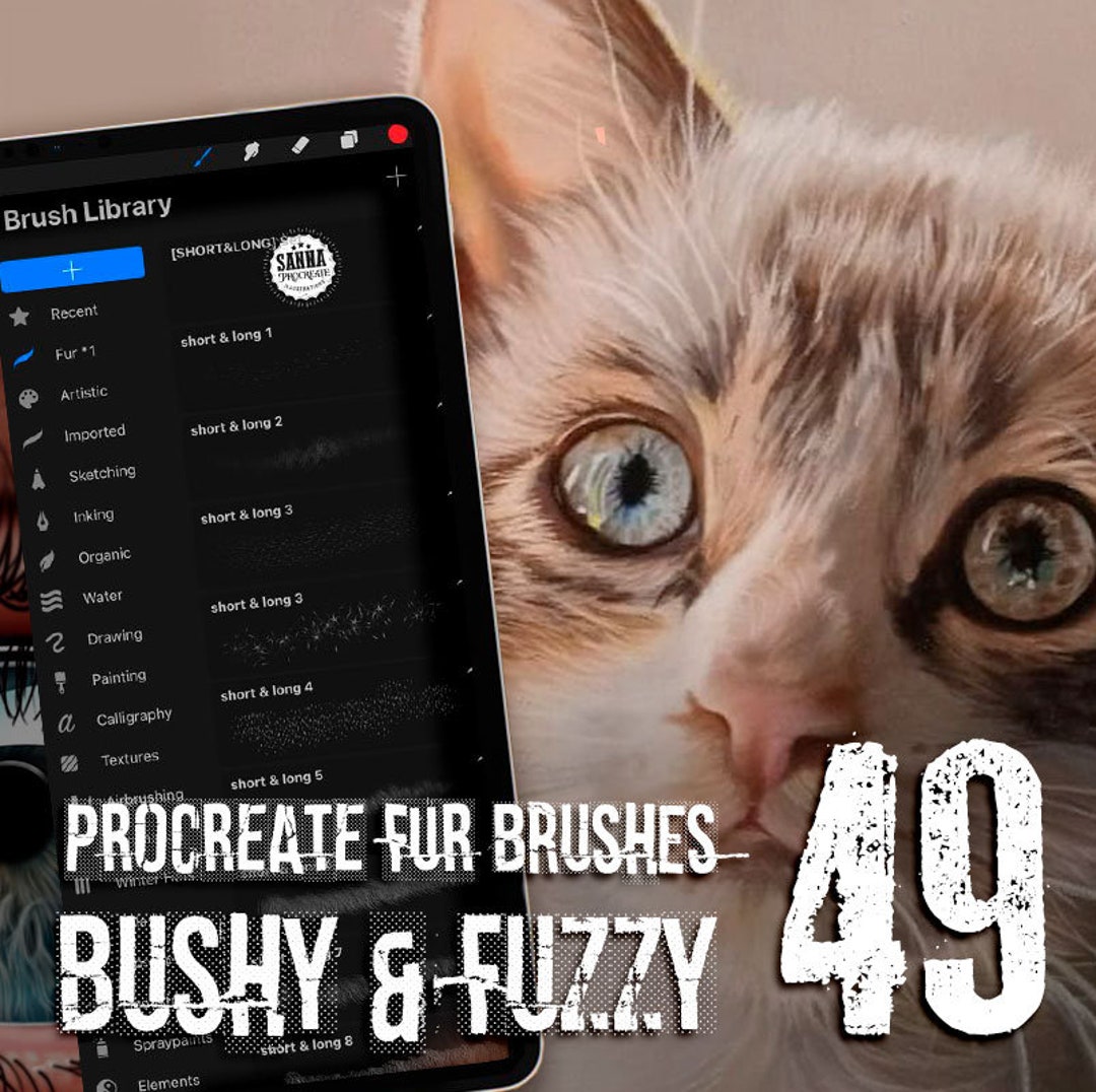Fur bushy fuzzy brushes procreate fur bushy fuzzy stamps fur brush set animal fur stamps animal ...