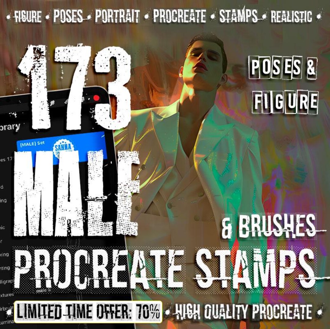 Male Poses Female Poses Stamps Procreate Figure Stamps Male Stamps Male ...