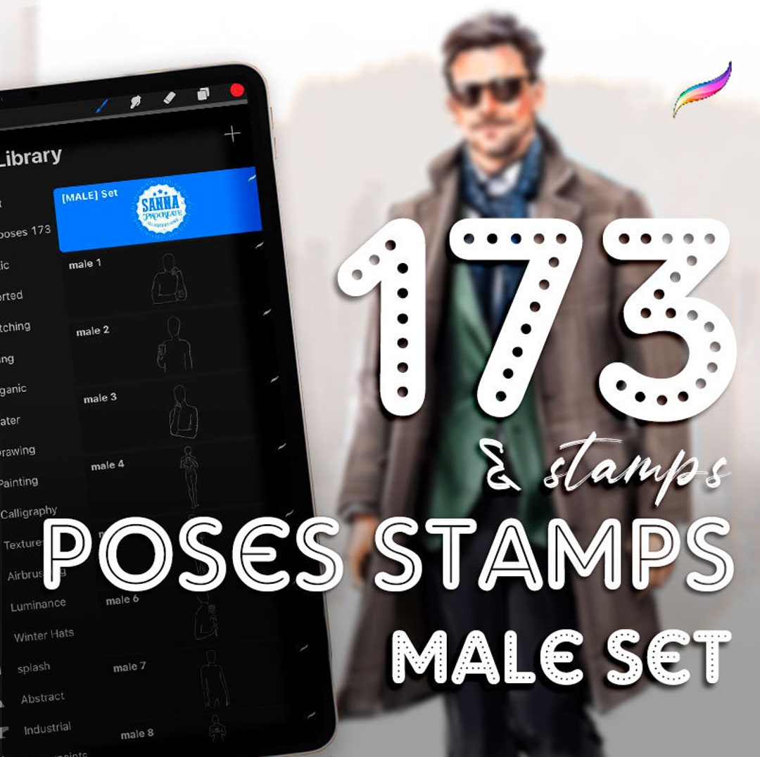 Male Poses Female Poses Stamps Procreate Figure Stamps Male - Etsy