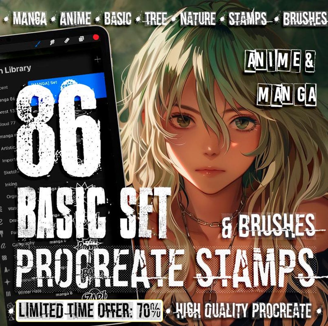 Manga Brushes Anime Brushes Stamps Procreate Manga Stamps Anime Stamps ...