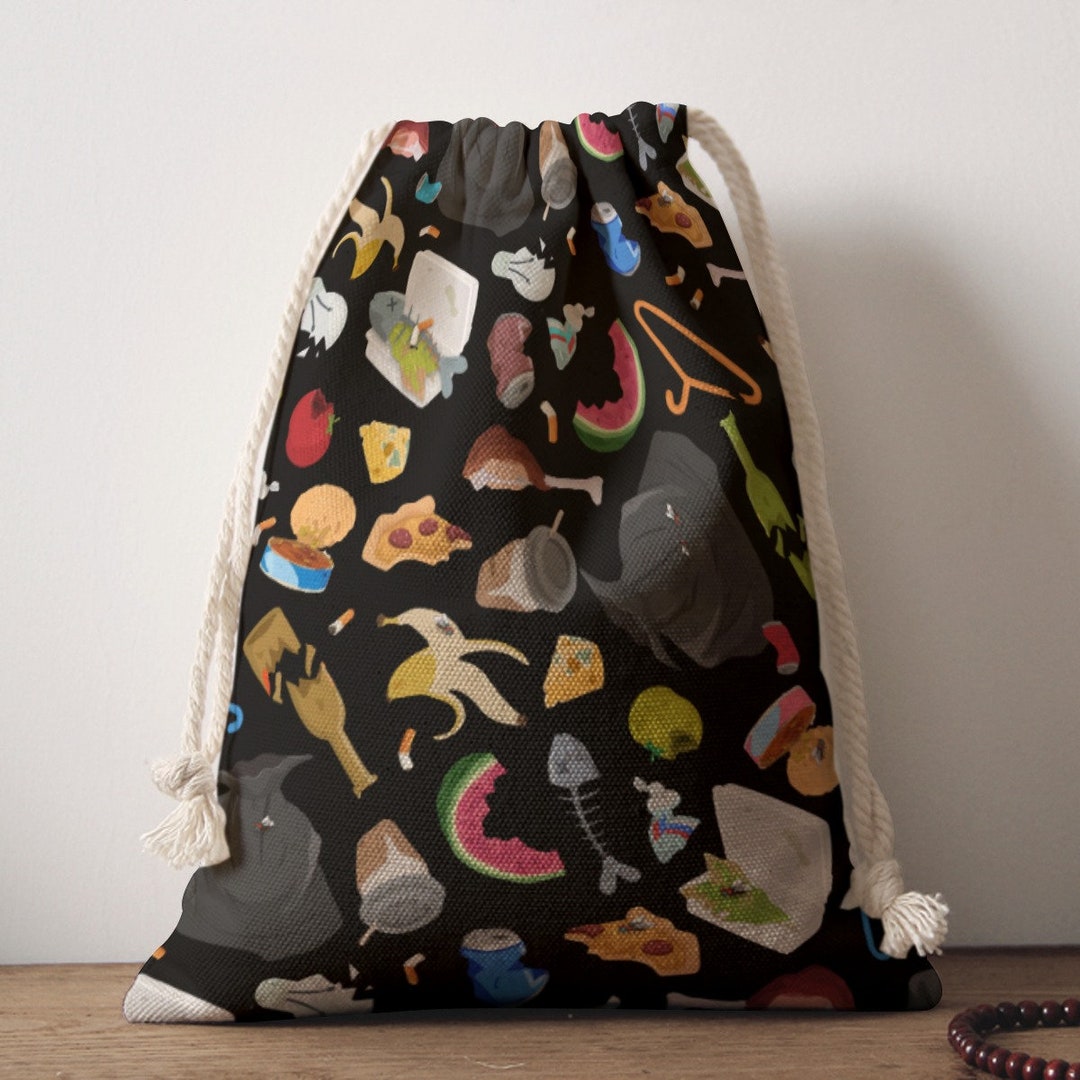 Trash - Drawstring Bag | Garbage Pattern | Pastel Goth | Stoner Gift ...