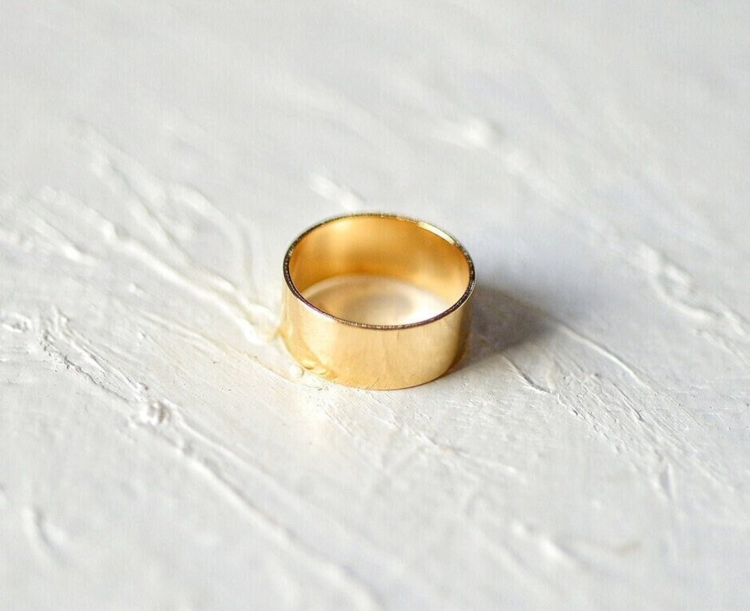 Cigar Band Ring, 7MM Wide Gold Cigar Band Ring, Thick Gold Ring, Flat ...