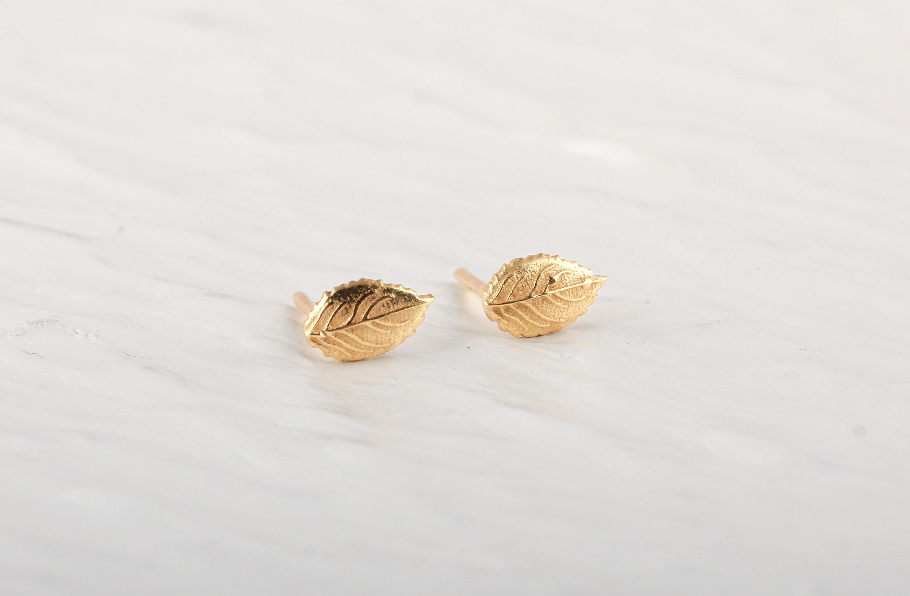 Leaf Studs Tiny Gold Leaf Stud Little Studs Leaf Jewelry | Etsy