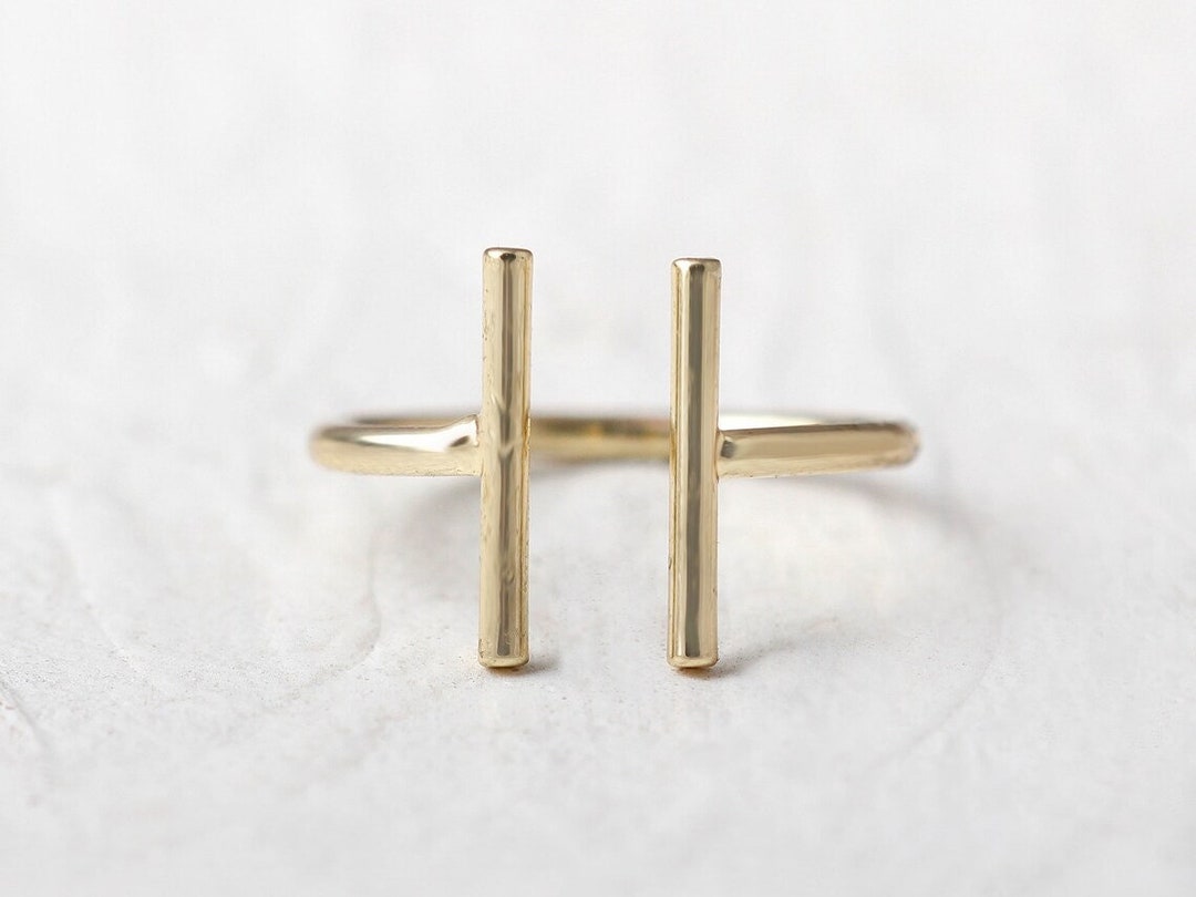 Parallel Bar Ring Open Double Bar Band Ring Gold Open Bar - Etsy UK