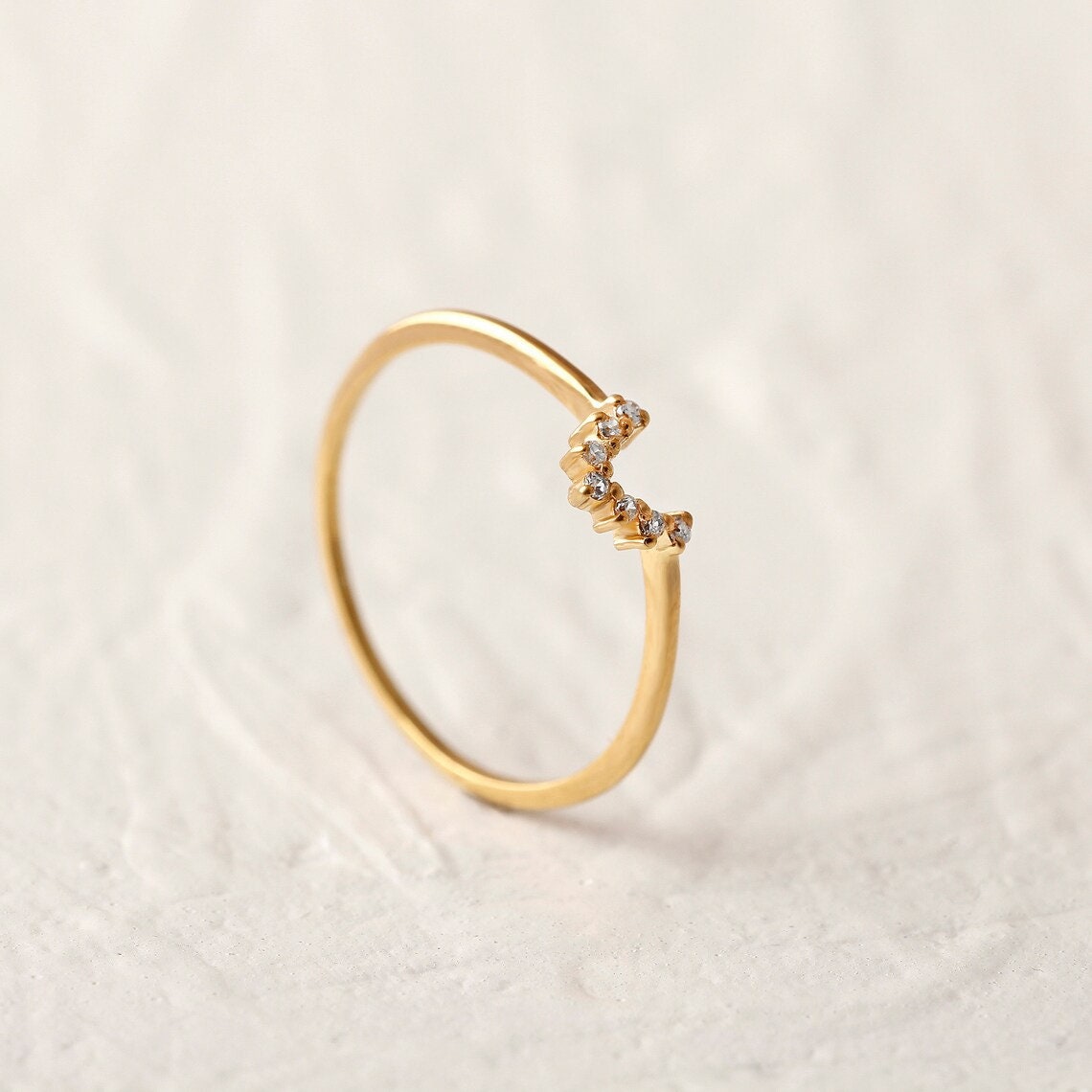 U Shape Ring Stacking Ring Curve CZ Stone Ring Wedding Band | Etsy