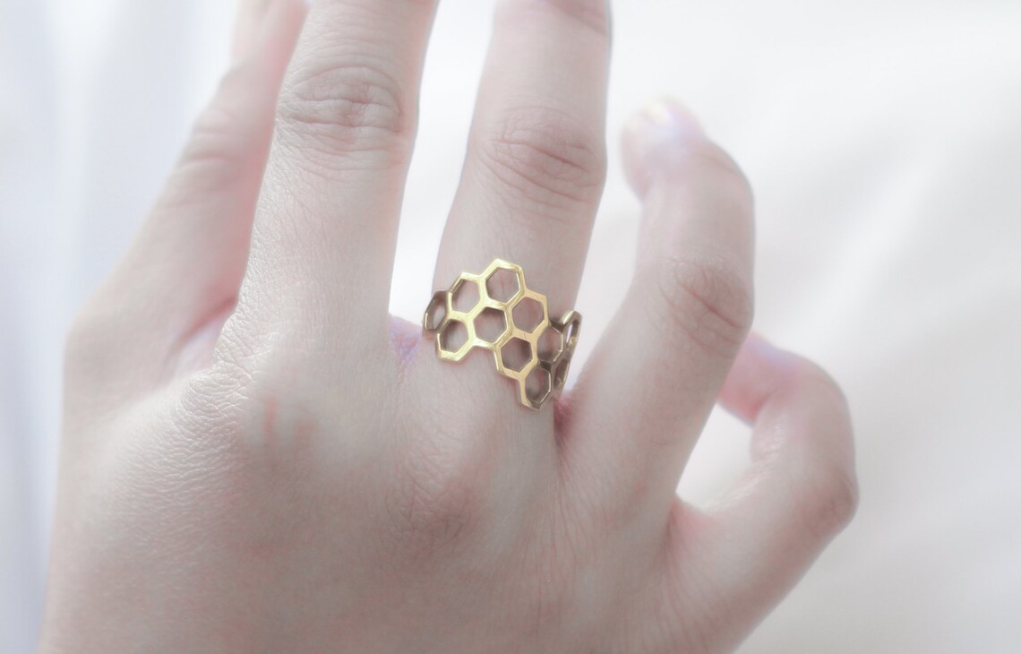 Honeycomb Ring Honeycomb Jewelry Gold Filled Rings Bee | Etsy