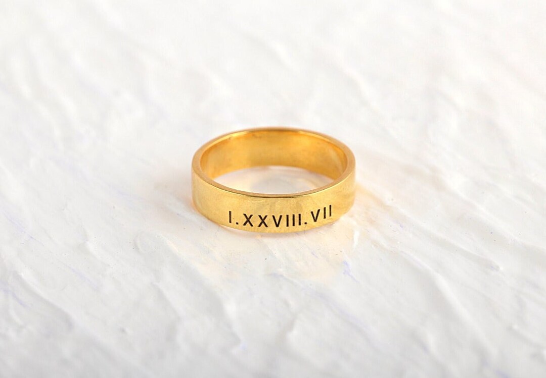 Roman Numerals Ring, Custom Engraved Ring for Women, Custom Initial ...