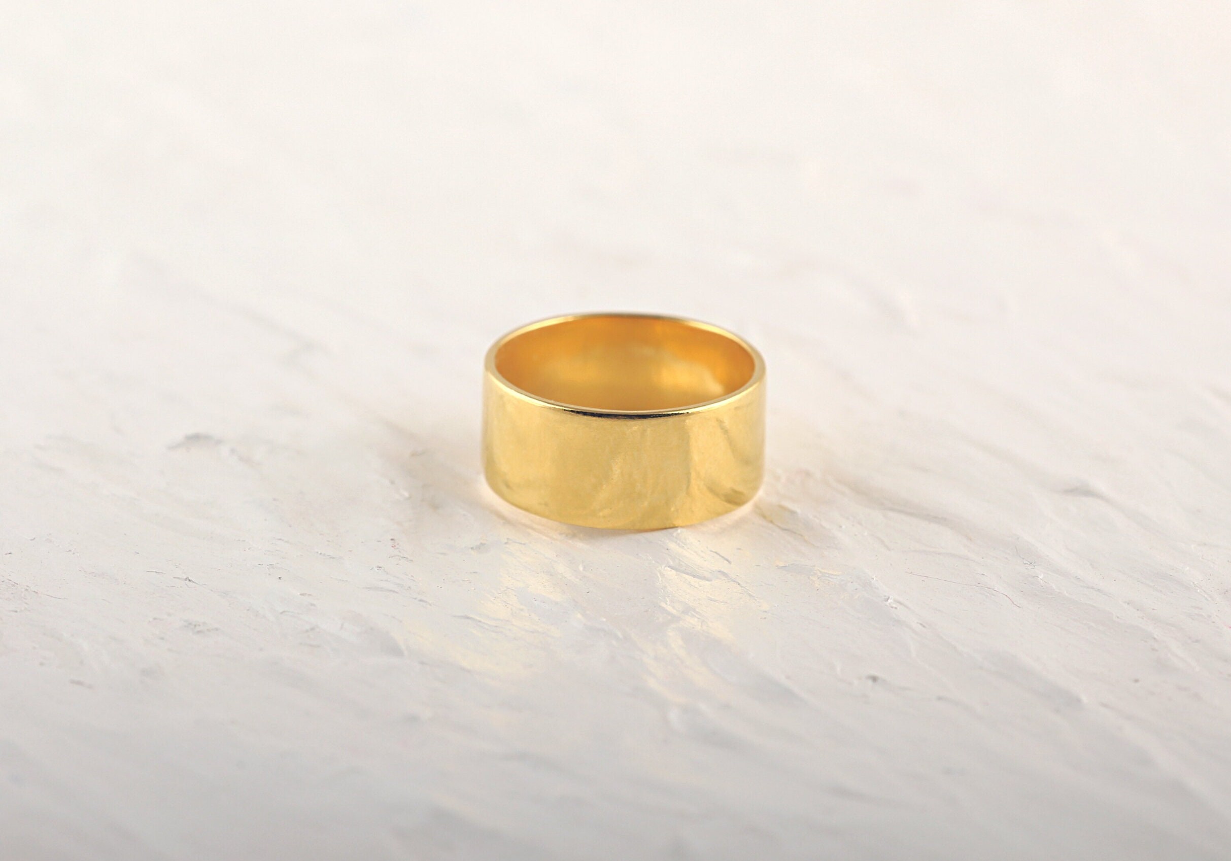 Cigar Band Ring Gold Cigar Band Ring 14k Gold Vermeil Thick - Etsy