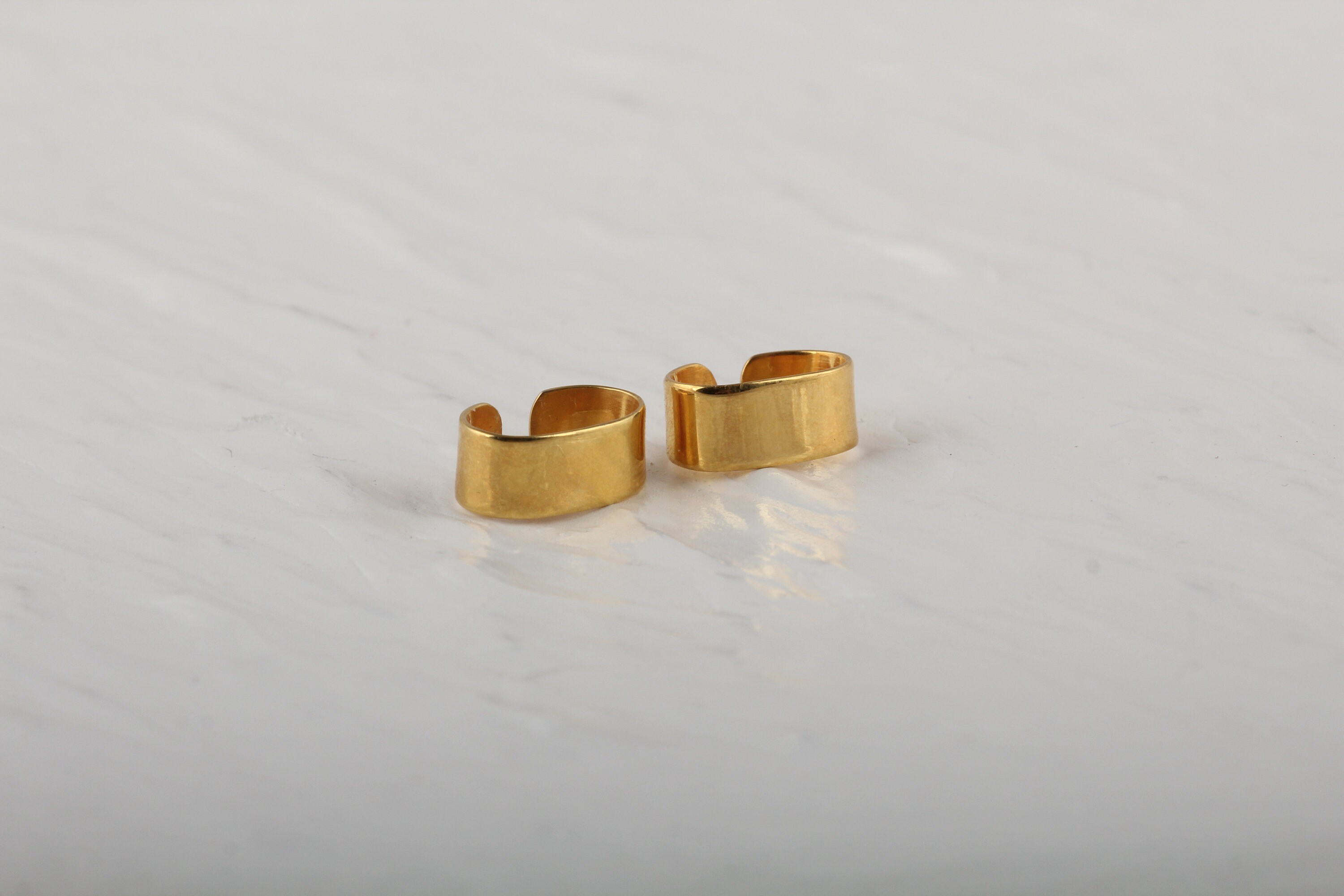 Lobe Cuff 14K Gold Hoop Thick Ear Lobe Cuff Thin Suspender - Etsy