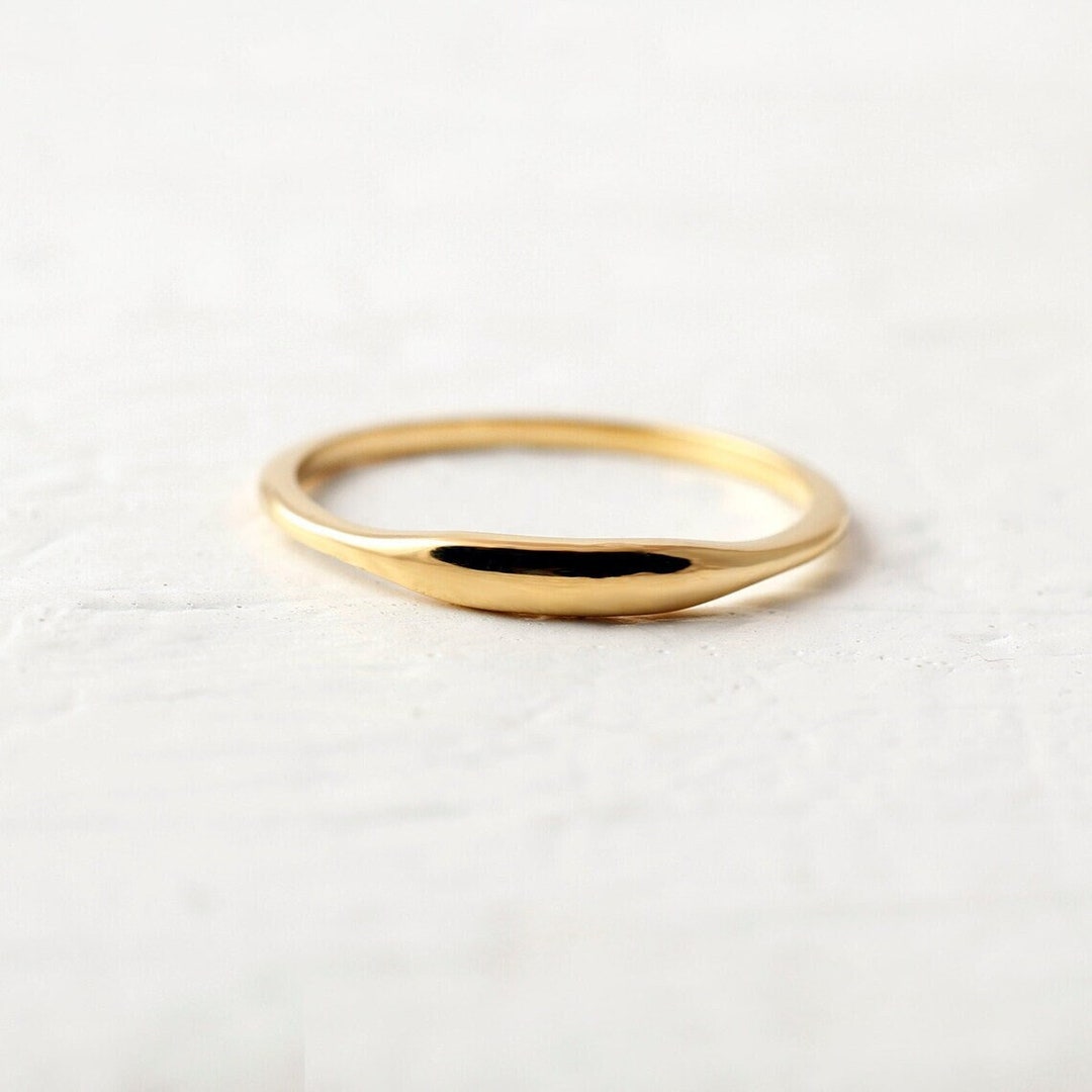 14k Gold Vermeil Thin Signet Ring, Signet, Holiday Gift, Signet Ring ...