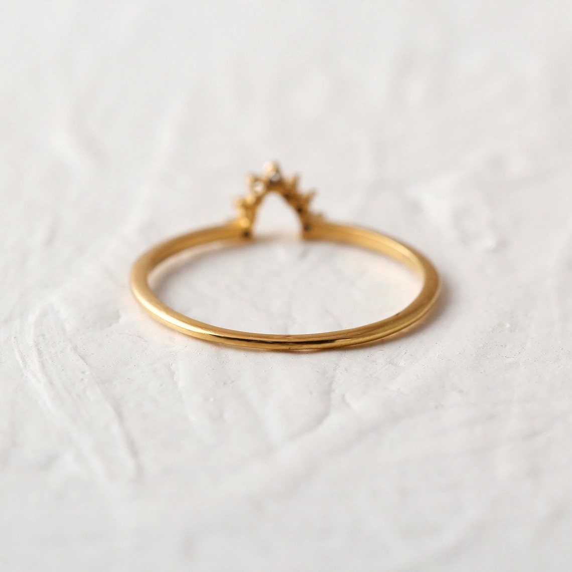 U Shape Ring Stacking Ring Curve CZ Stone Ring Wedding Band | Etsy