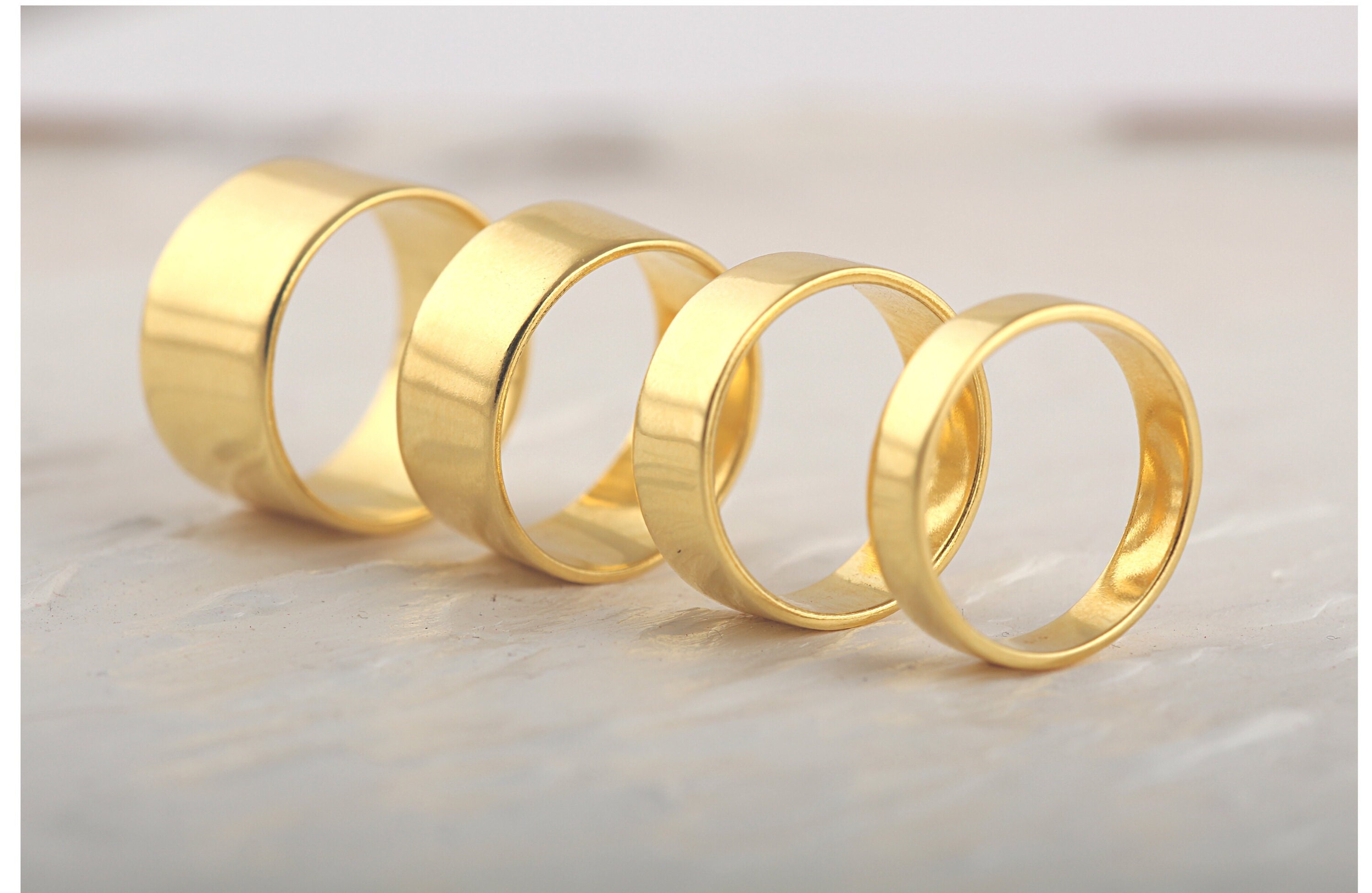 Cigar Band Ring Gold Cigar Band Ring 14k Gold Vermeil Thick - Etsy