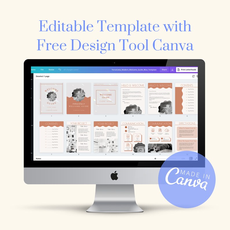 Customizable New Client Modern Welcome Guide | Canva Digital Download ...