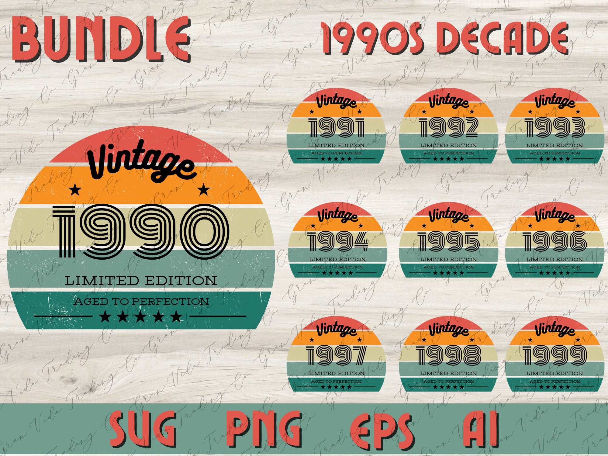 1990's Svg Bundle, Vintage Birthday Svg, 30th Birthday Svg, Retro Svg ...