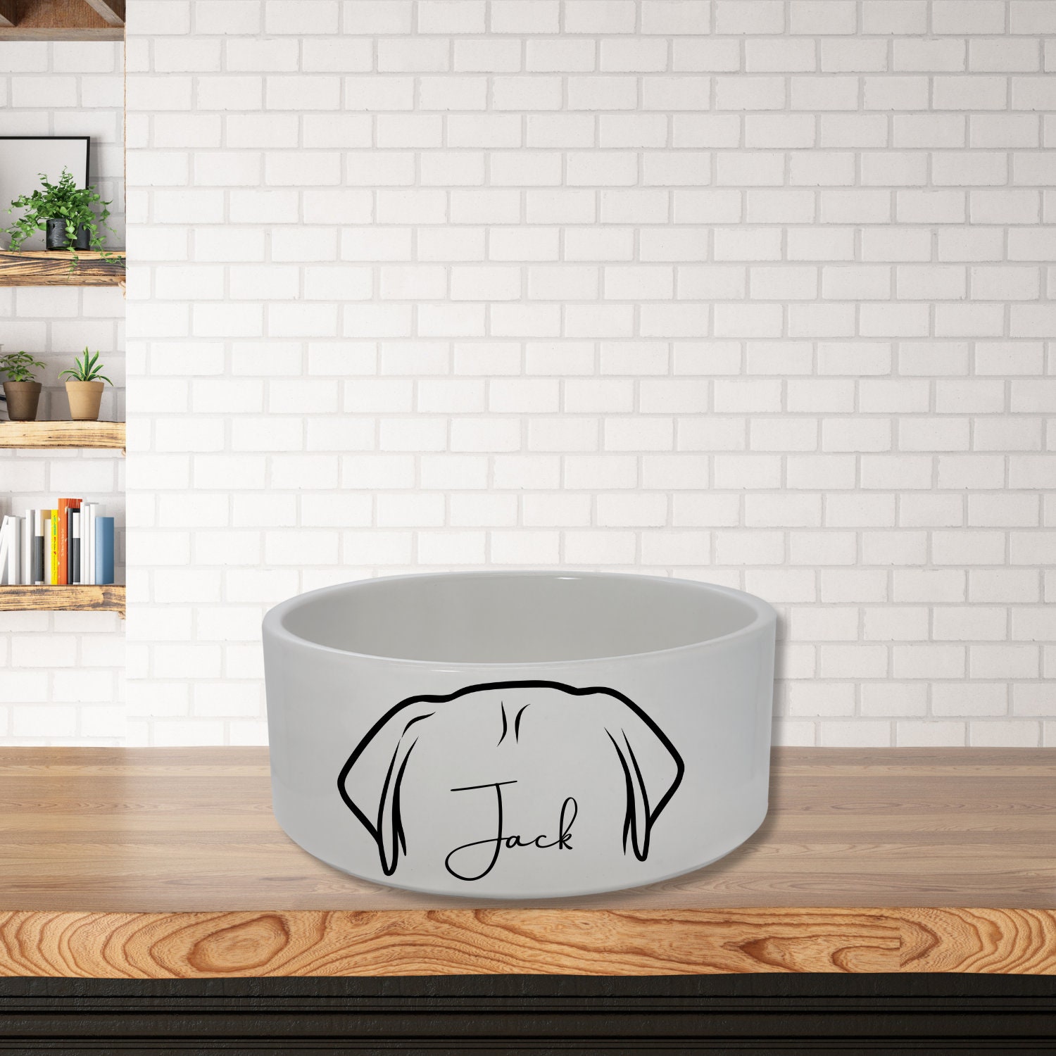 Personalized Dog Ear Bowl, Dog Ears Print Food Bowl, Ceramic Pet Bowl ...