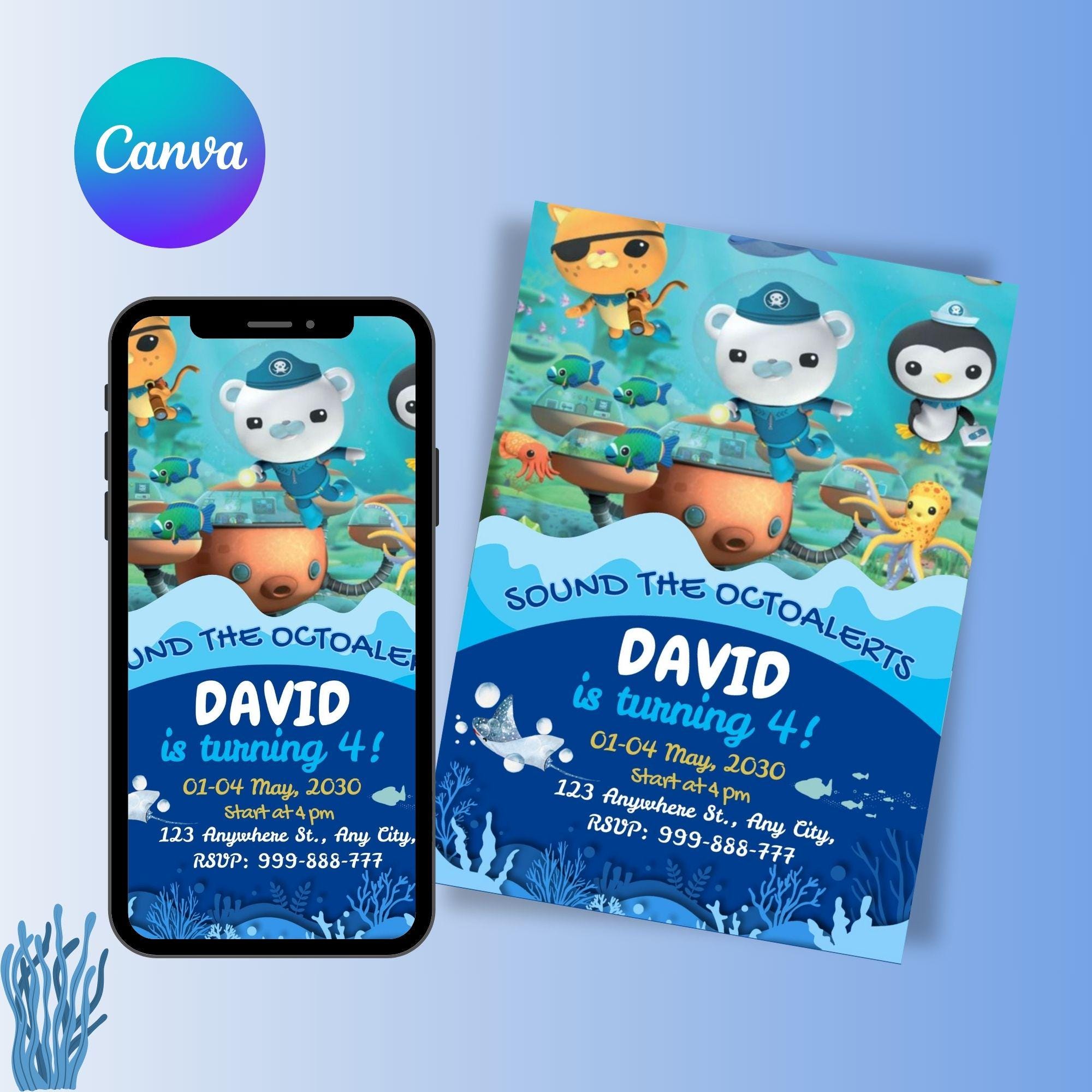 Octonauts Birthday Invitation Template, Printable Editable Party Invite ...