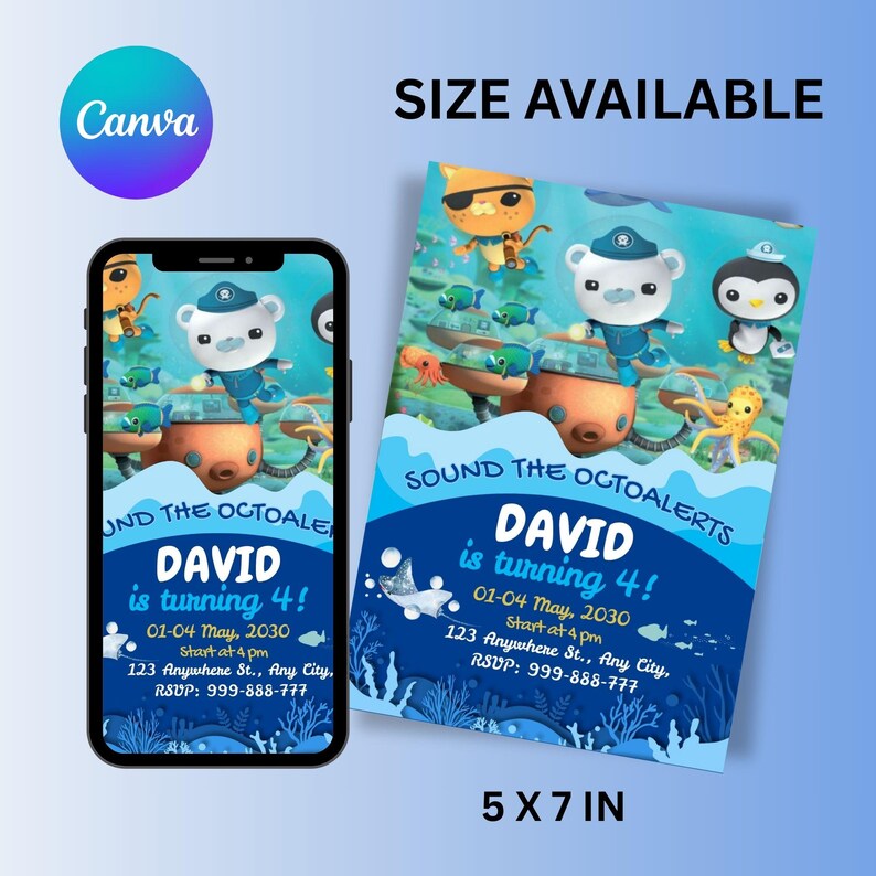 Octonauts Birthday Invitation Template, Printable Editable Party Invite ...