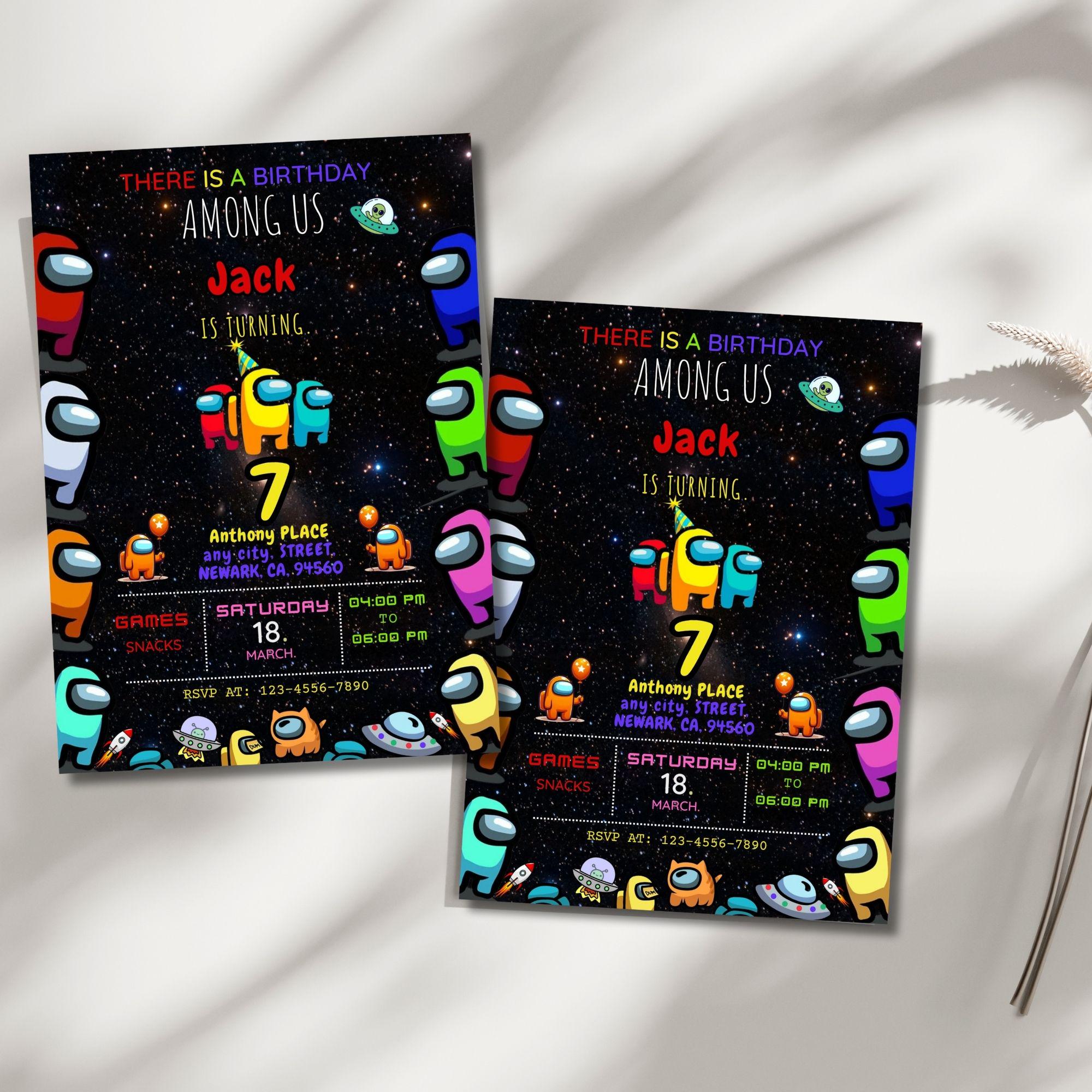 Among Us Birthday Invitation, Editable Canva Template, Personalized ...