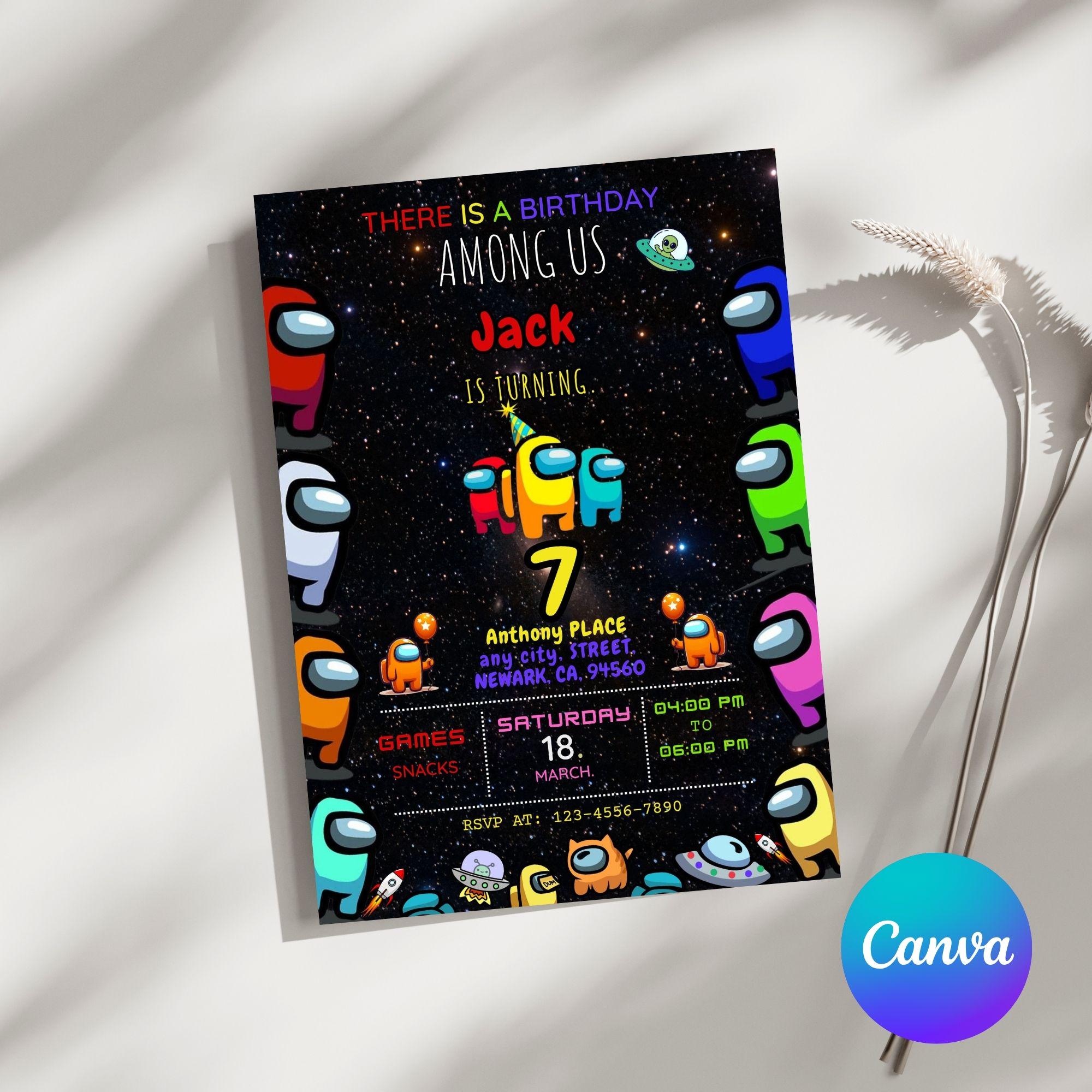 Among Us Birthday Invitation: Editable Game Party Invite (digital ...