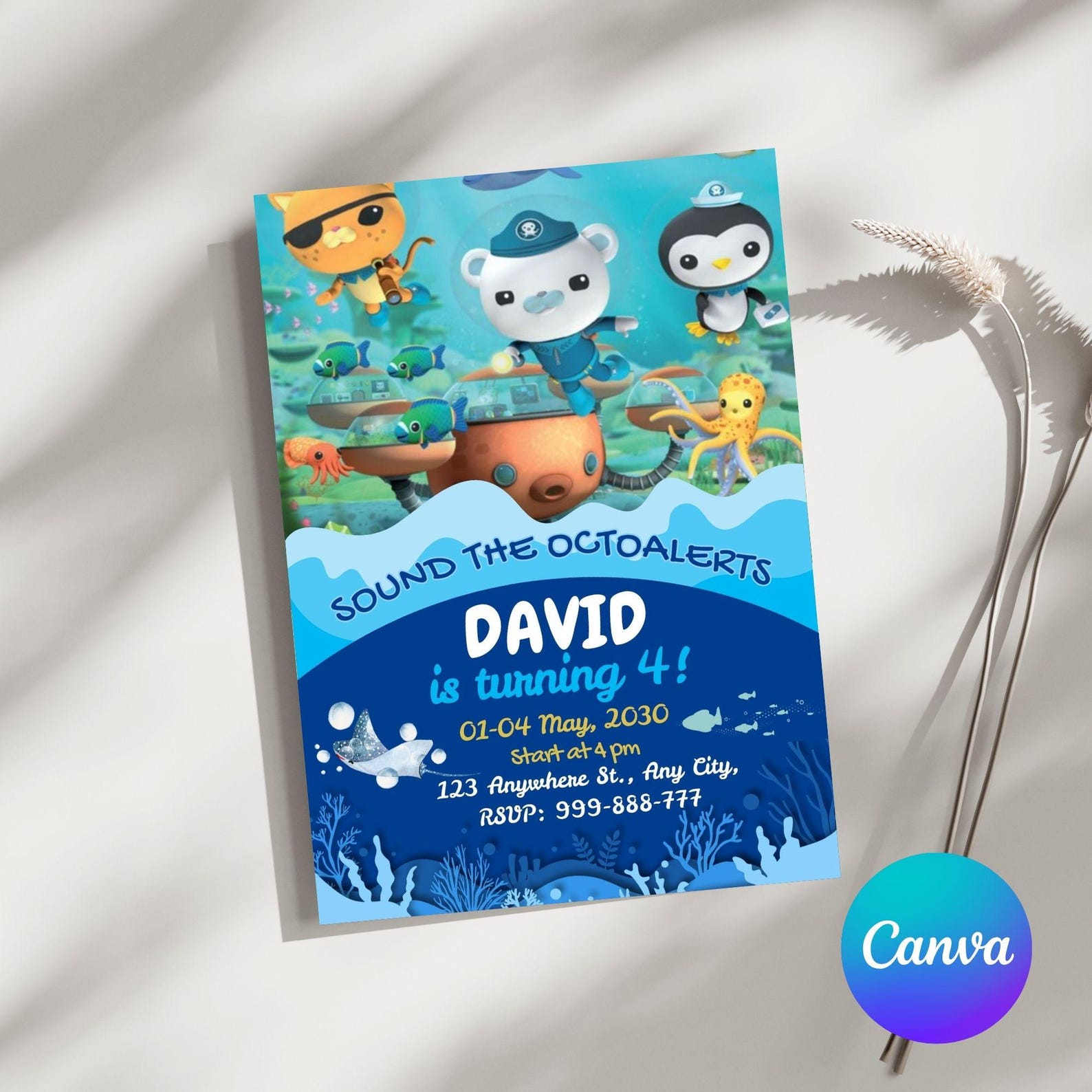 Octonauts Birthday Invite, Editable Canva Template, Kids Ocean Party ...