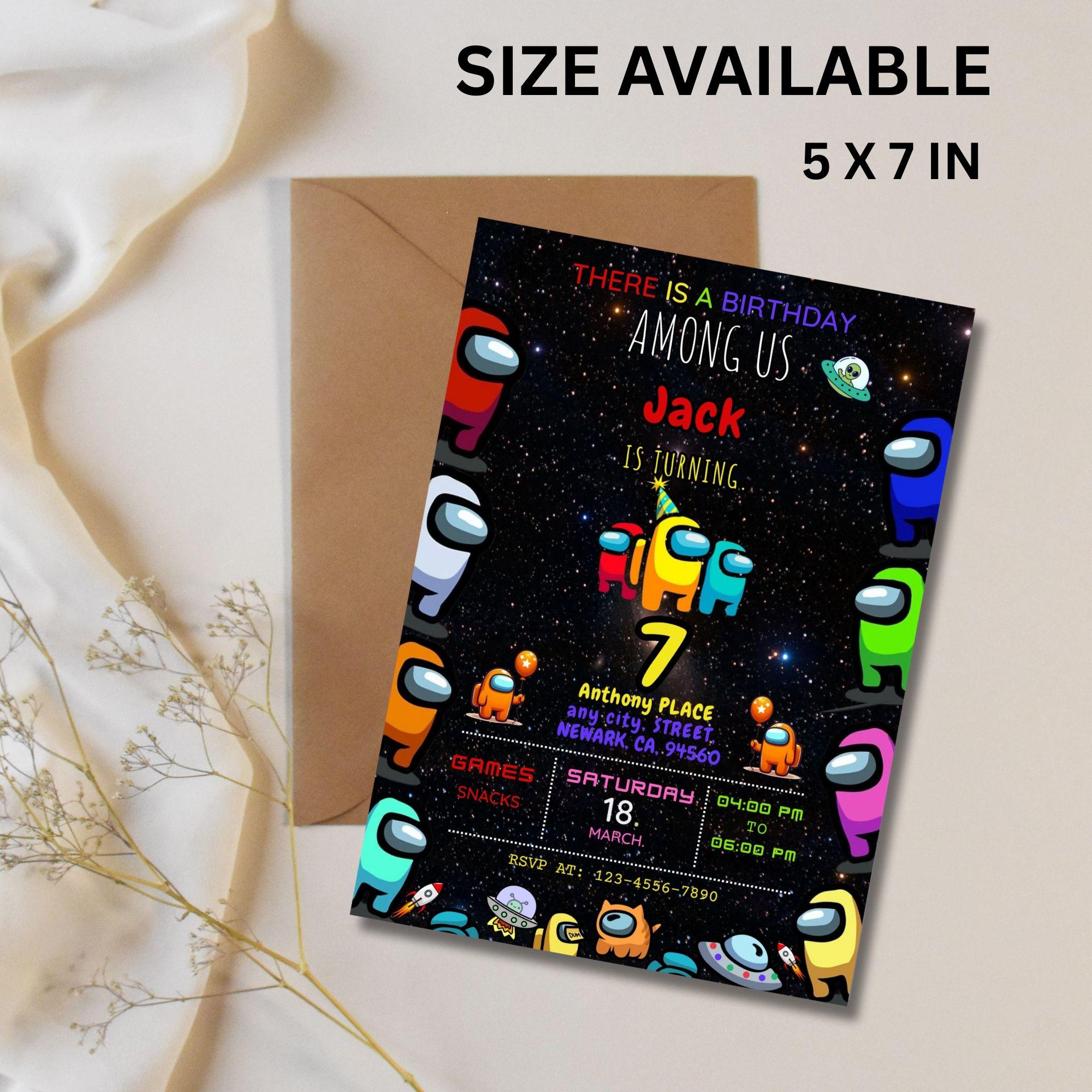 Among Us Birthday Invitation, Editable Canva Template, Personalized ...