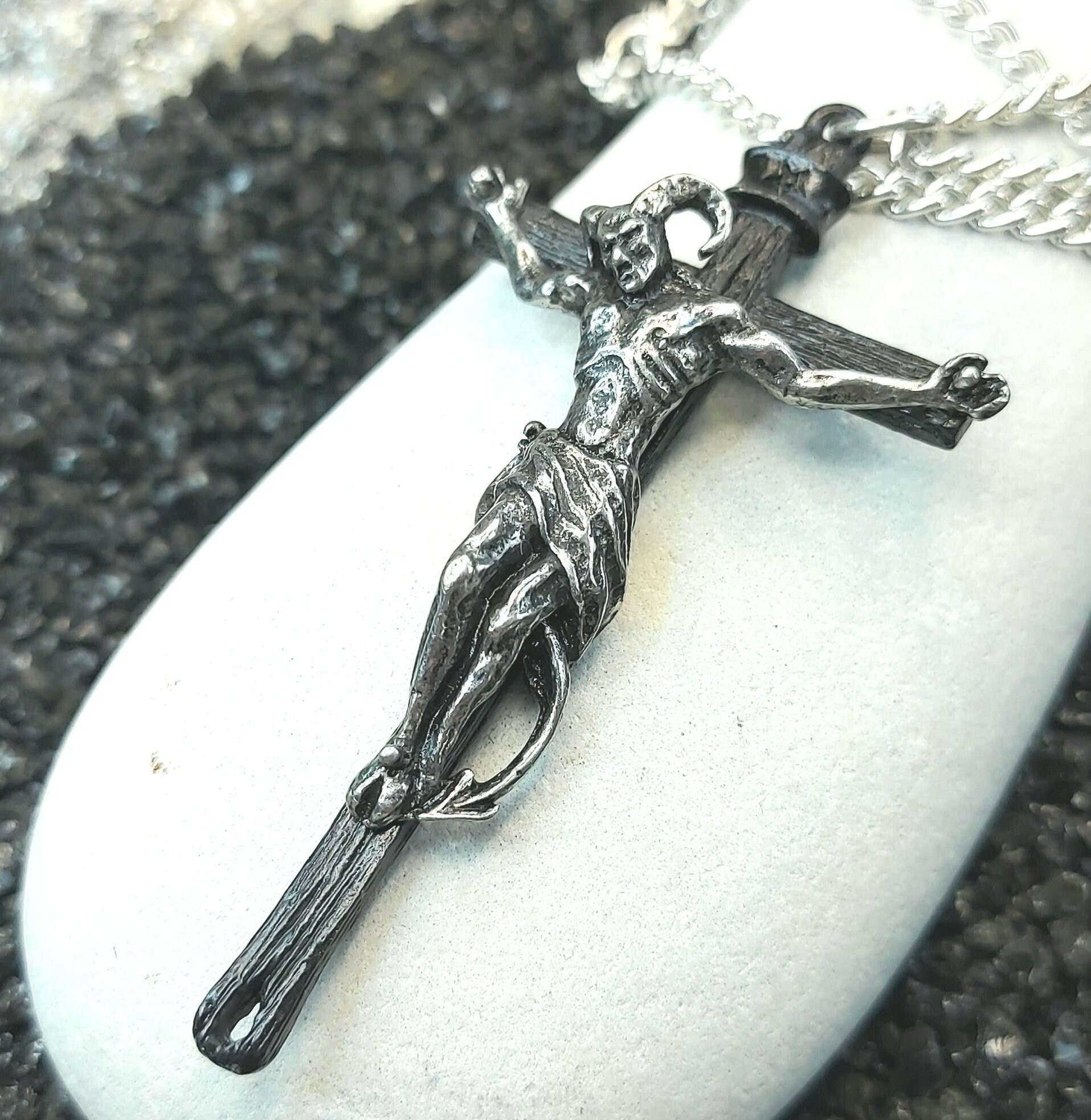 HUGE FAUSTUS CROSS Pewter Goth Dark Arts Crucifix Pendant - Etsy