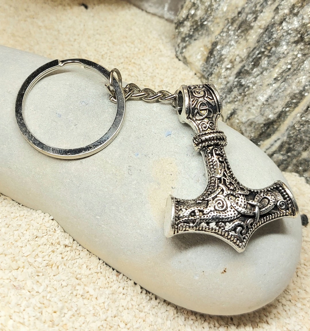 STEEL THORS HAMMER Mjolnir Viking Norse Keyring Charm 4.5cm - Etsy