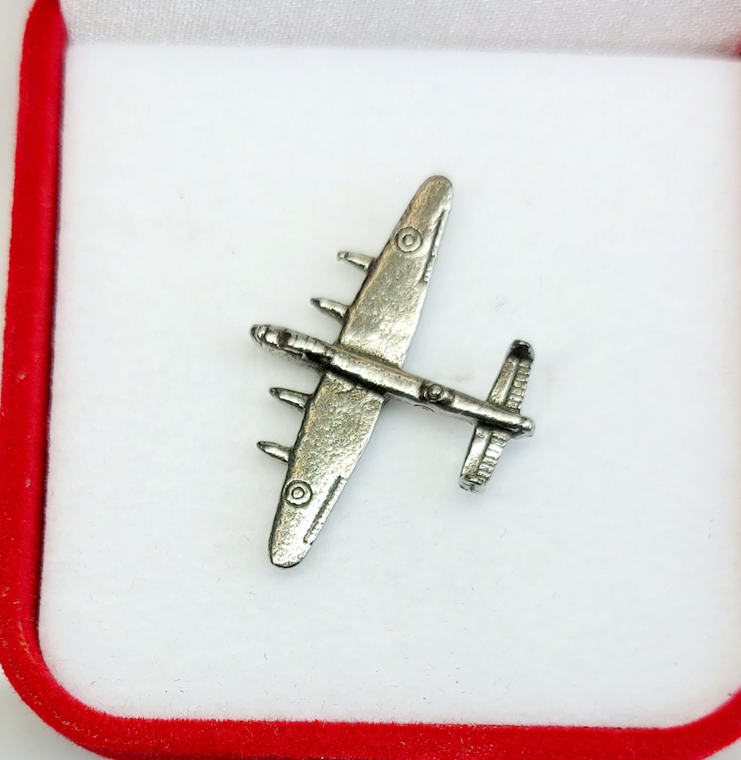 Lancaster Bomber Pin Silver Rhodium Platted Enamel Pin WWII Airplane ...