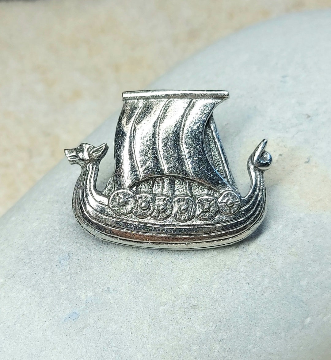 VIKING NORSE LONGSHIP Hand Cast Pewter Lapel Pin Badge - Etsy